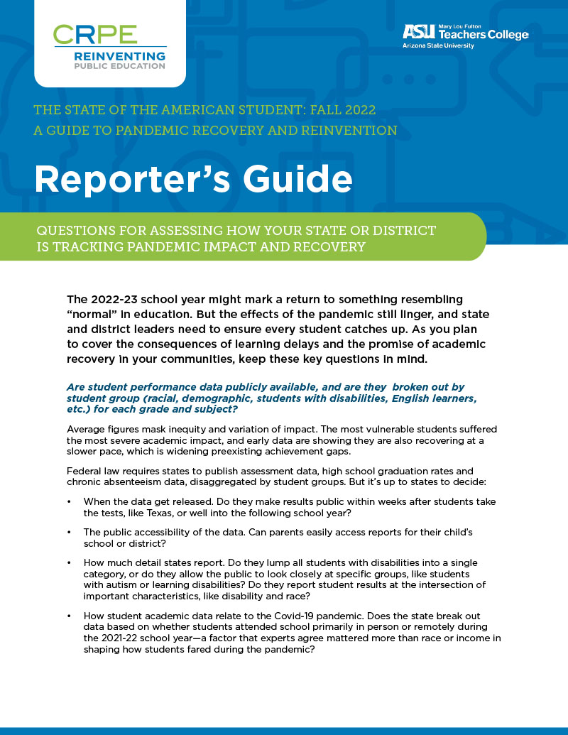 Reporter's Guide: Questions for assessing how your state or district is ...